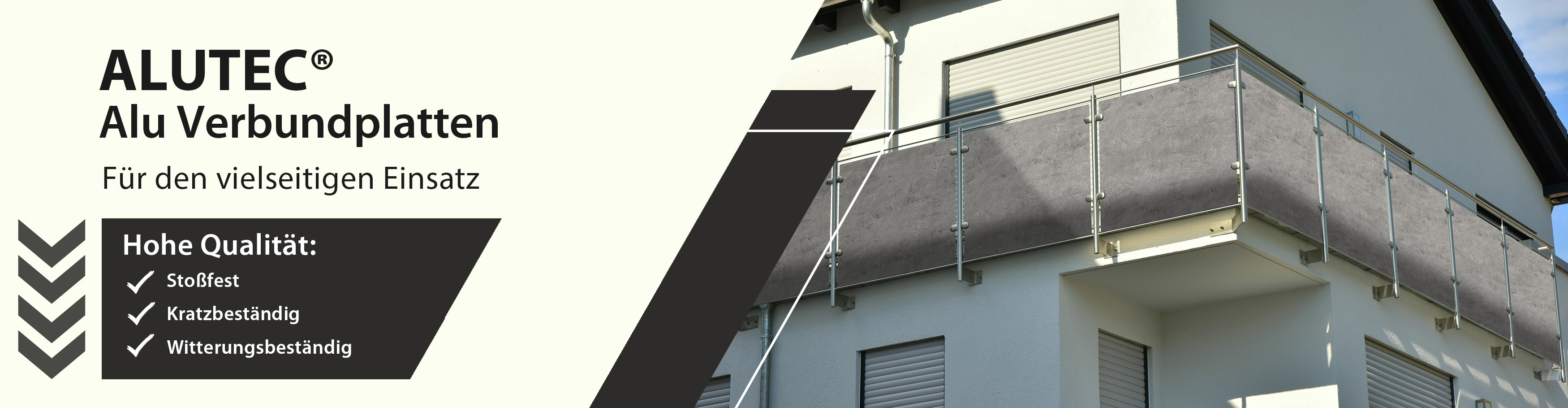 Geländerplatten und Balkonverkleidungen aus HPL und Alu Verbundplatten